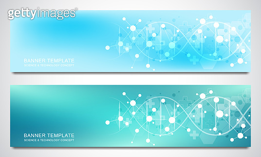 Banners and headers for site with DNA strand and molecular structure ...