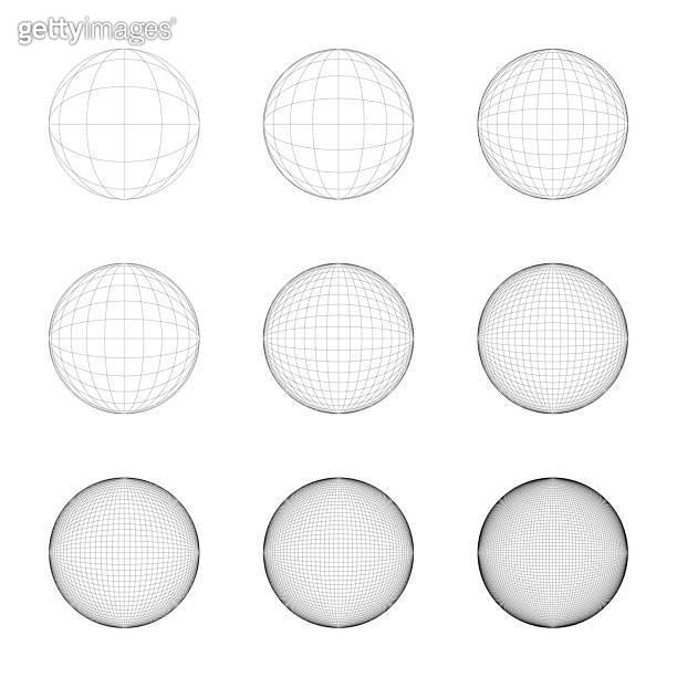 Sphere grid face resolution set, precise symmetry, stroke editable ...