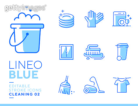Lineo Blue - Cleaning and Housework line icons 이미지 (1150246606) - 게티이미지뱅크