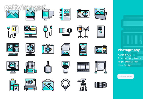 Modern Colorline icons set of Photography. 48x48 Pixel Perfect icon ...