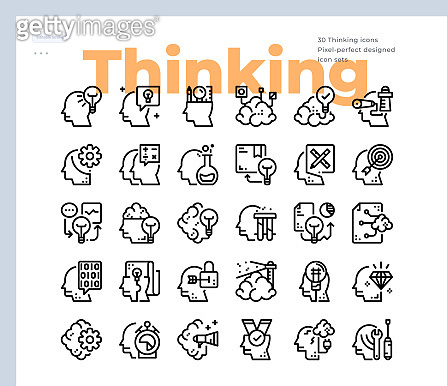 Simple Set of Thinking and Human mind .Vector Icons. Editable Stroke ...