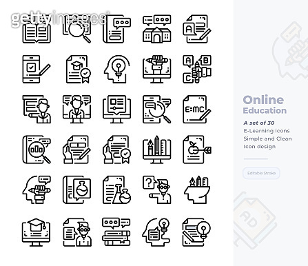 Simple Set of Online Education.Vector Icons. Editable Stroke. 48x48 Pixel Perfect 이미지 ...