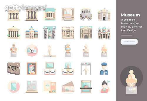 Modern flat design icons set of Museum. 48x48 Pixel Perfect icon. High ...