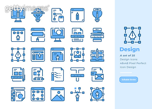 Detailed Line icon Set of Art and Design.Bluetone Version.Vector Icons ...