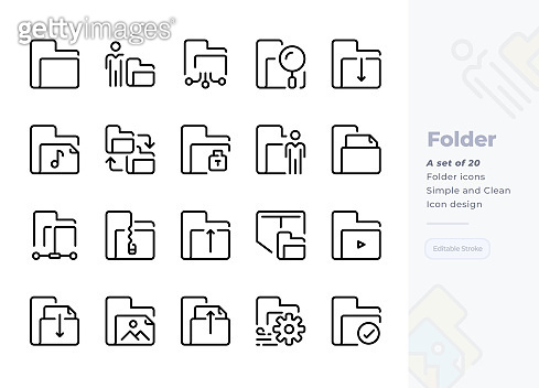 Simple Set of File and Folder .Vector Icons. Editable Stroke. 48x48 ...