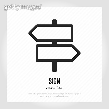 Direction thin line icon. Signboard with arrows. Road sign. Choose path ...