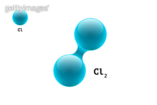Chemistry model molecule diatomic chlorine CL2 scientific element ...