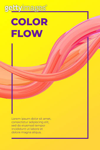 Modern colorful dynamic fluid flow poster template. Red wave liquid ...
