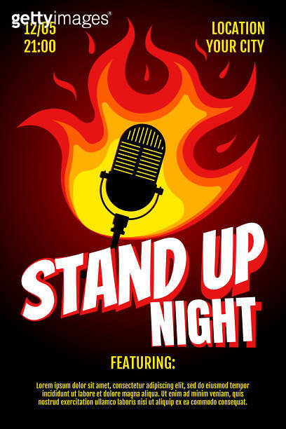 Stand up comedy night live show A3 A4 poster design template. Retro ...