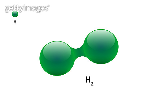 Chemistry model of molecule hydrogen H2 scientific element. Integrated ...