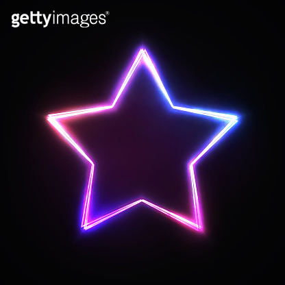 Neon light star sign. Blue pink violet glowing colorful signage ...