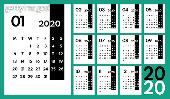 2020 black and white vertical office vector calendar 이미지 (1178954016 ...