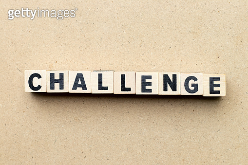 Letter block in word challenge on wood background 이미지 (1161401845) - 게티 ...