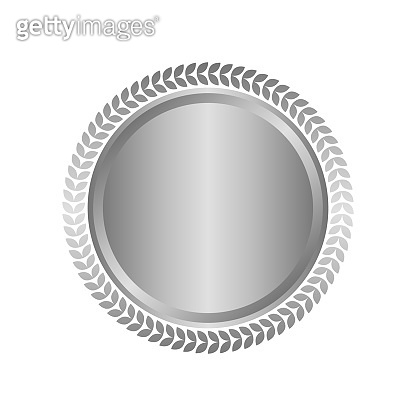 Modern metal silver circle metal badges, labels and design elements ...