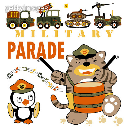 military parade cartoon with funny animals (1166963142) 일러스트, 무료 일러스트 ...