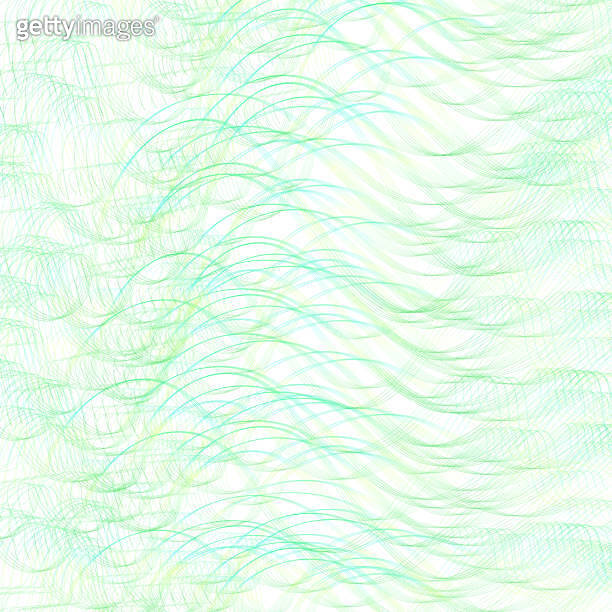 Green, yellow, blue pattern of chaotic squiggly curves. Textured ...