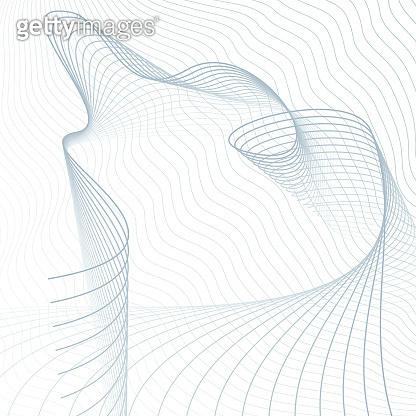 Line art background. Light blue, gray squiggle thin curves. Abstract ...