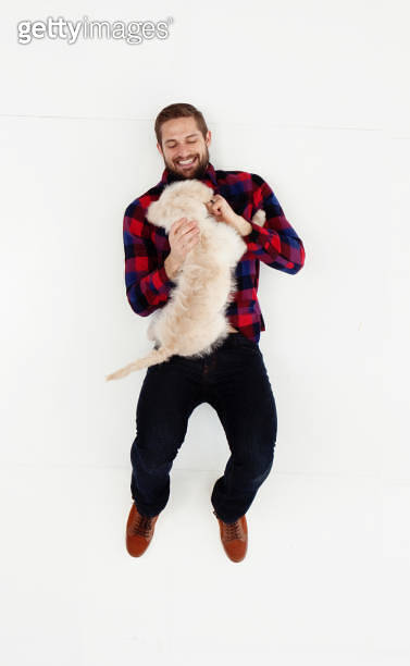 Full length / one man only / one person / directly above view / front ...