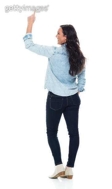 Full length / rear view / back / looking up / one person of adult ...