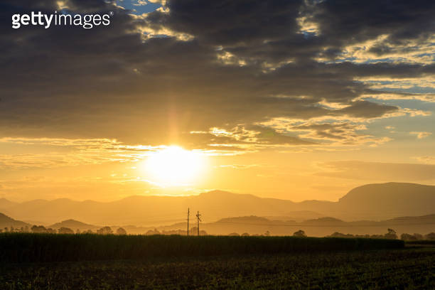 Tweed Valley Sunset Over The Cane Fields 이미지 (1170404035) - 게티이미지뱅크