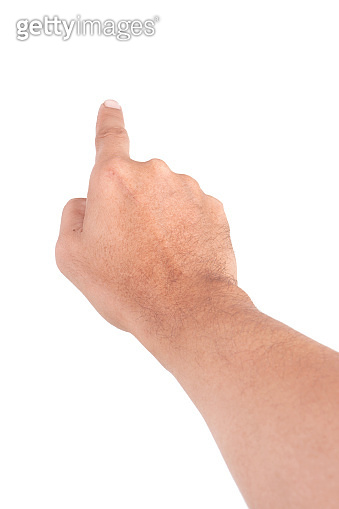 Male Caucasian hand gestures isolated over the white background. Visual ...