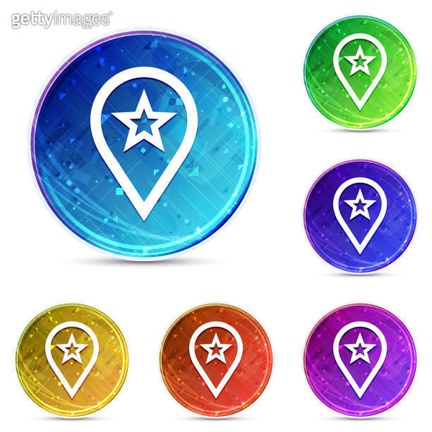 Map pointer star icon digital abstract round buttons set illustration ...