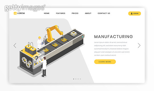 Assembly line, factory landing page template. Production, manufacturing ...