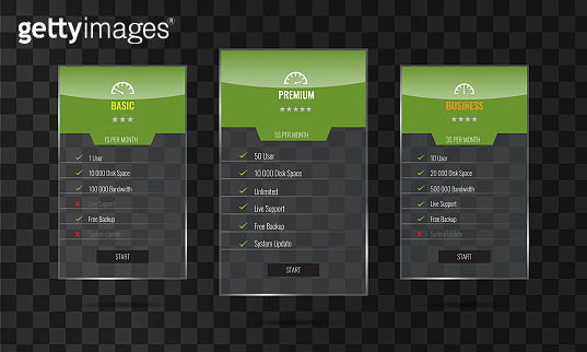 Trendy transparent price list and offer columns with glass effect ...