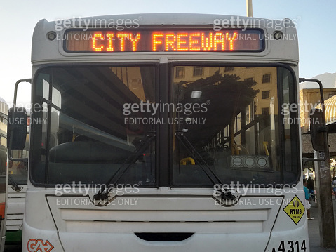 The city freeway sign on a Golden arrow bus service bus 이미지 (1139034537 ...
