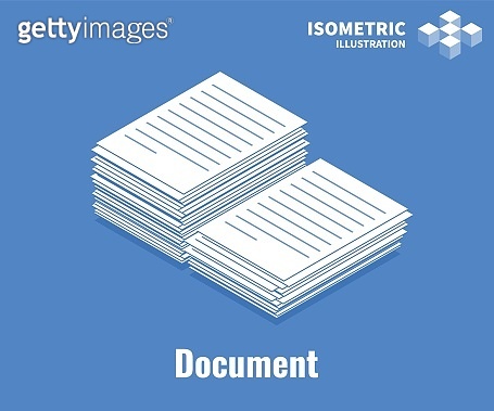 Document icon. Pile of documents, stack of business paper. Vector 3D ...