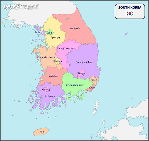 Political Map of South Korea 이미지 (1169799600) - 게티이미지뱅크