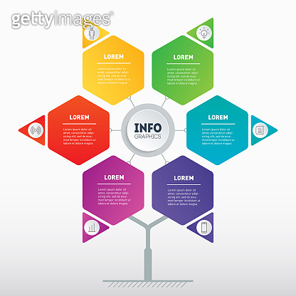 Business presentation or infographics concept with 6 options. Template ...