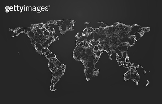 World map low poly on dark background. 이미지 (1190646366) - 게티이미지뱅크