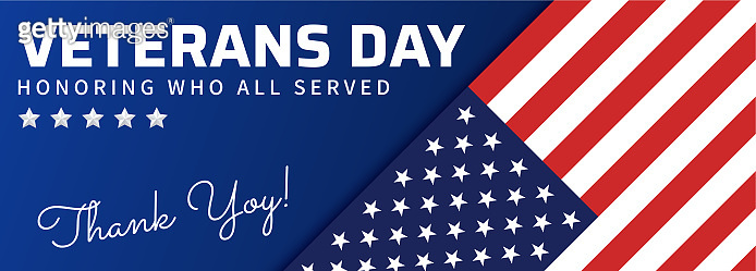 USA Veterans day, November 11th. Blue banner with American flag. 이미지 ...