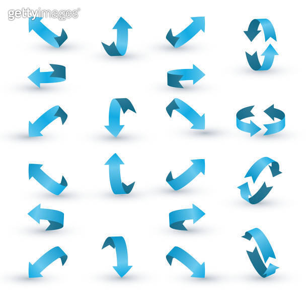 Blue ribbon arrow set. Arrow stickerst various angles and directions ...