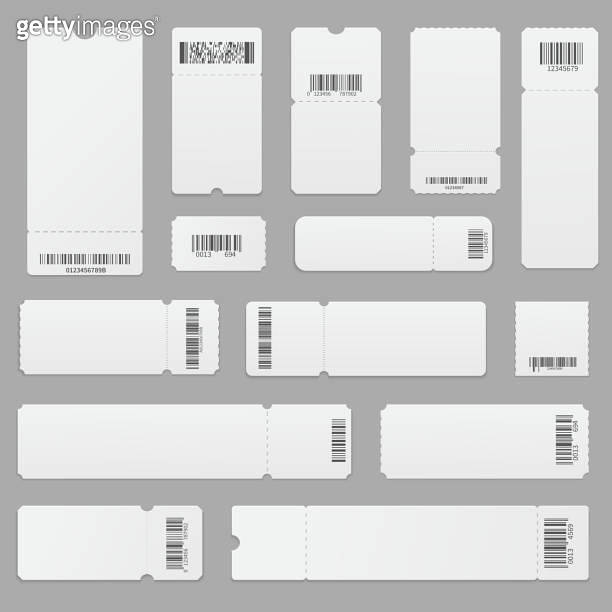 Realistic vector set of blank ticket templates with with barcodes ...