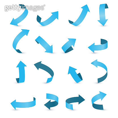 Blue ribbon arrow set. Arrow stickerst various angles and directions ...