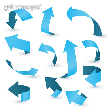 Blue ribbon arrow set. Arrow stickerst various angles and directions ...