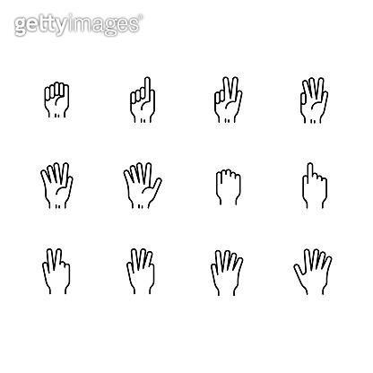 Simple set symbols hand and finge gesture line icon. Contains such icon ...