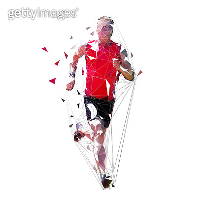 Run. Sprinting man, low polygonal geometric illustration. Vector runner ...