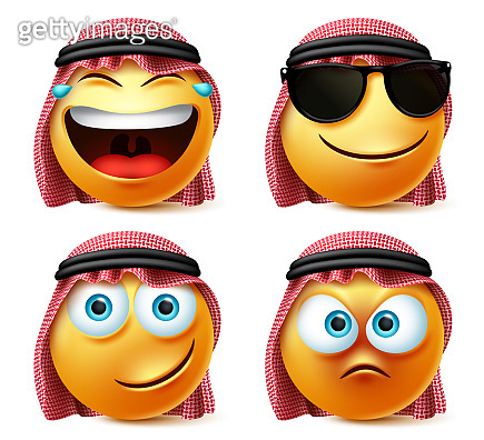 Saudi arab emoticon vector set. Emotions or emoji of saudi arabian man ...