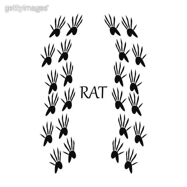 Rat paw print. Footprint silhouette on white background. Vector ...