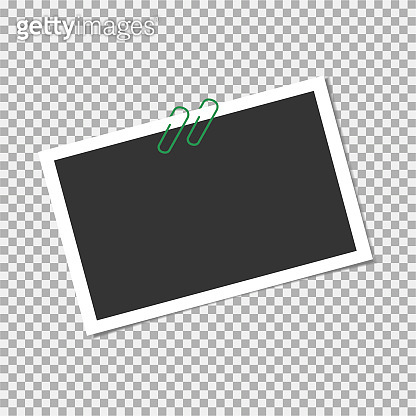 Photo frame with pin, staple, paper clip. Template. Vector illustration ...