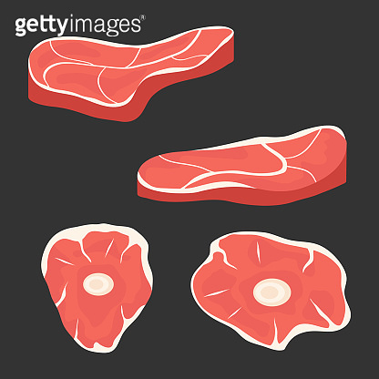 Meat, chunks of fresh meat isolated on black background. Steak, meat ...