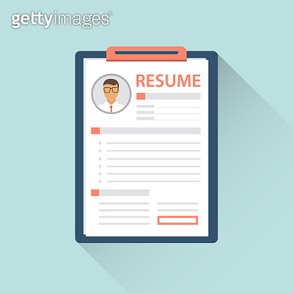 Resume, realistic resume isolated on green with shadow. Vector ...