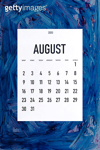 August 2020 simple calendar on trendy classic blue color 이미지 ...