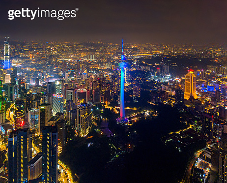 Aerial view of Kuala Lumpur Downtown, Malaysia. Financial district and ...