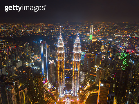 Aerial view of Kuala Lumpur Downtown, Malaysia. Financial district and ...
