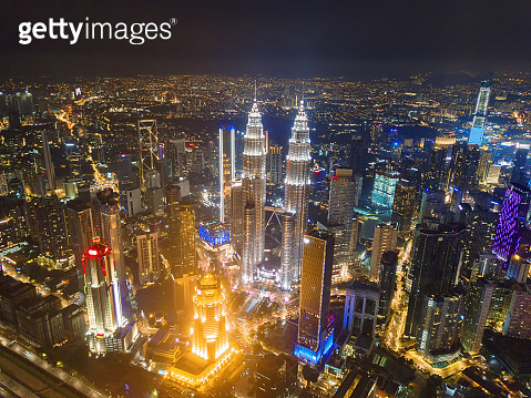Aerial view of Kuala Lumpur Downtown, Malaysia. Financial district and ...