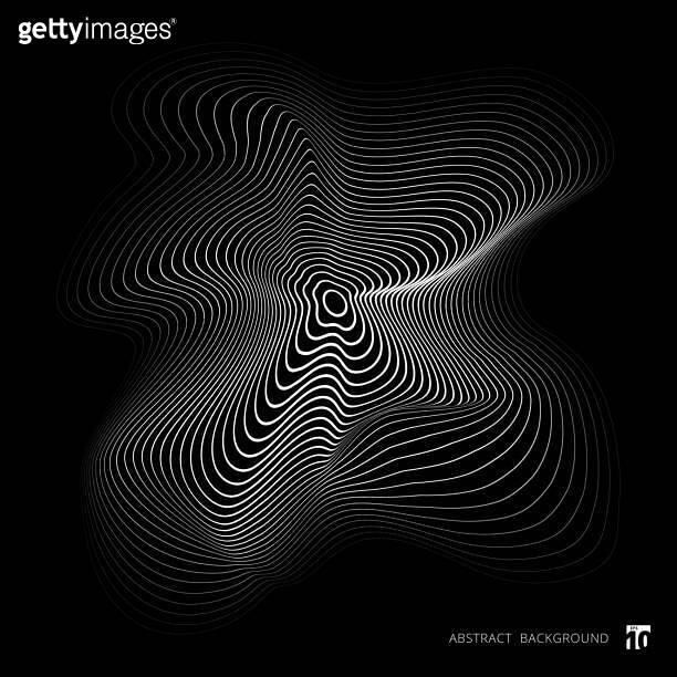 Abstract white mesh wave of particles on black elegant background ...